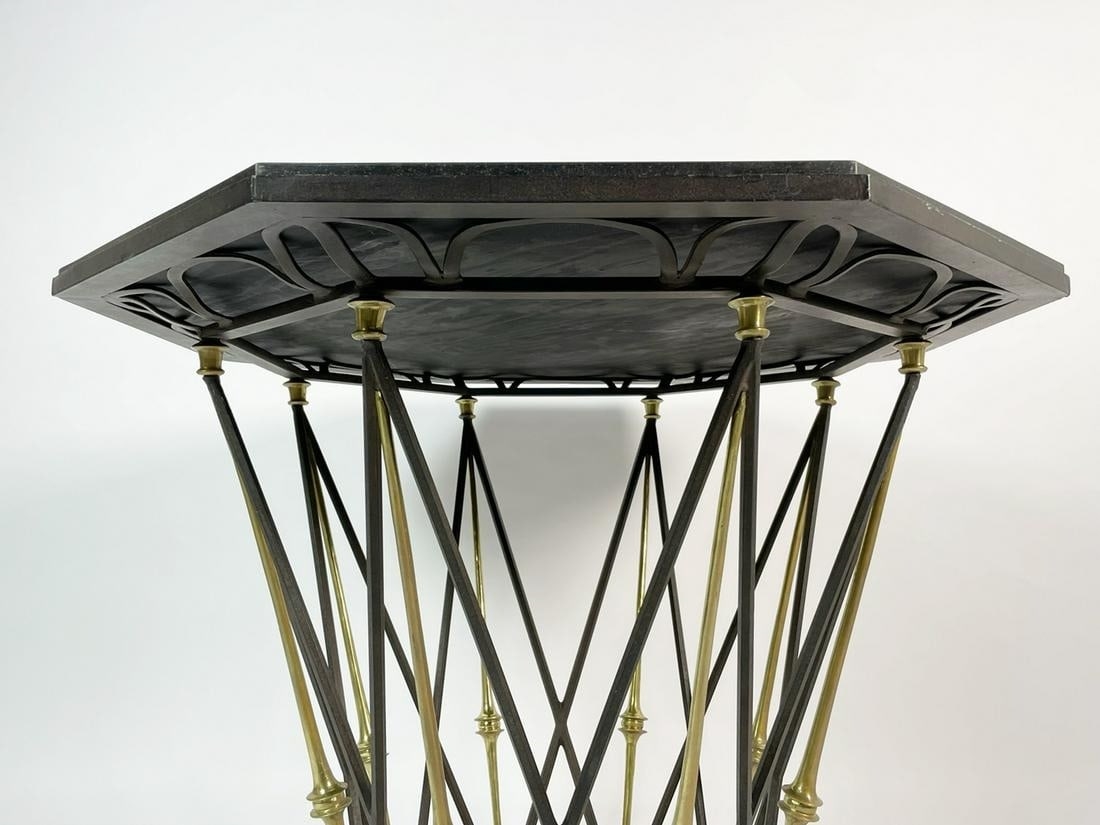 Prior | French Center Table in Brass & Wrought Iron with Octagonal ...