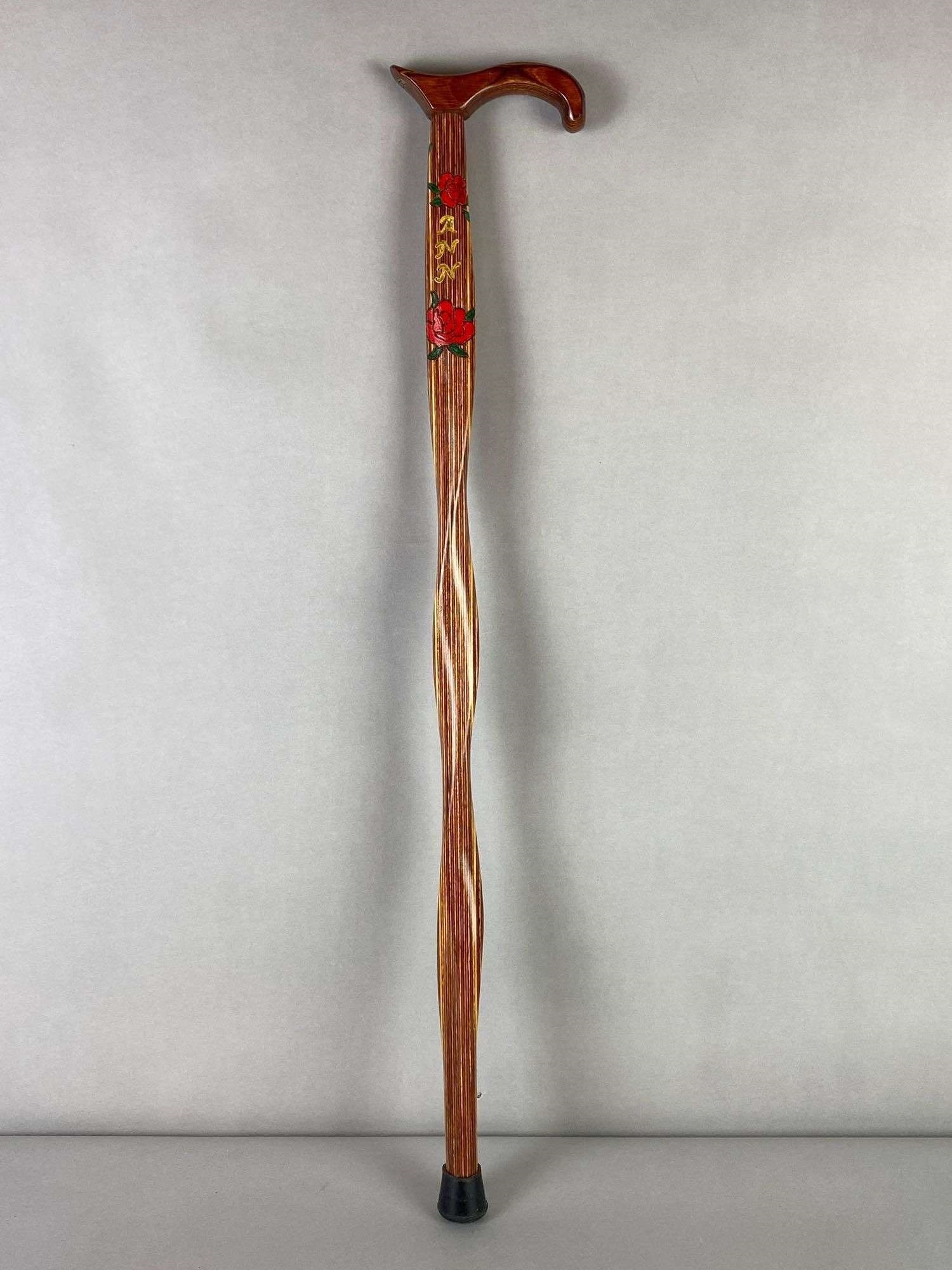 Stick | Wood Carved Rose Walking Stick Turn off bid sound (2015 ...