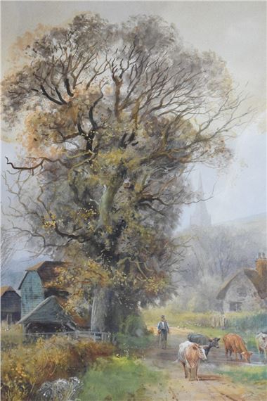 Henry Charles Fox | rural landscape with large | MutualArt