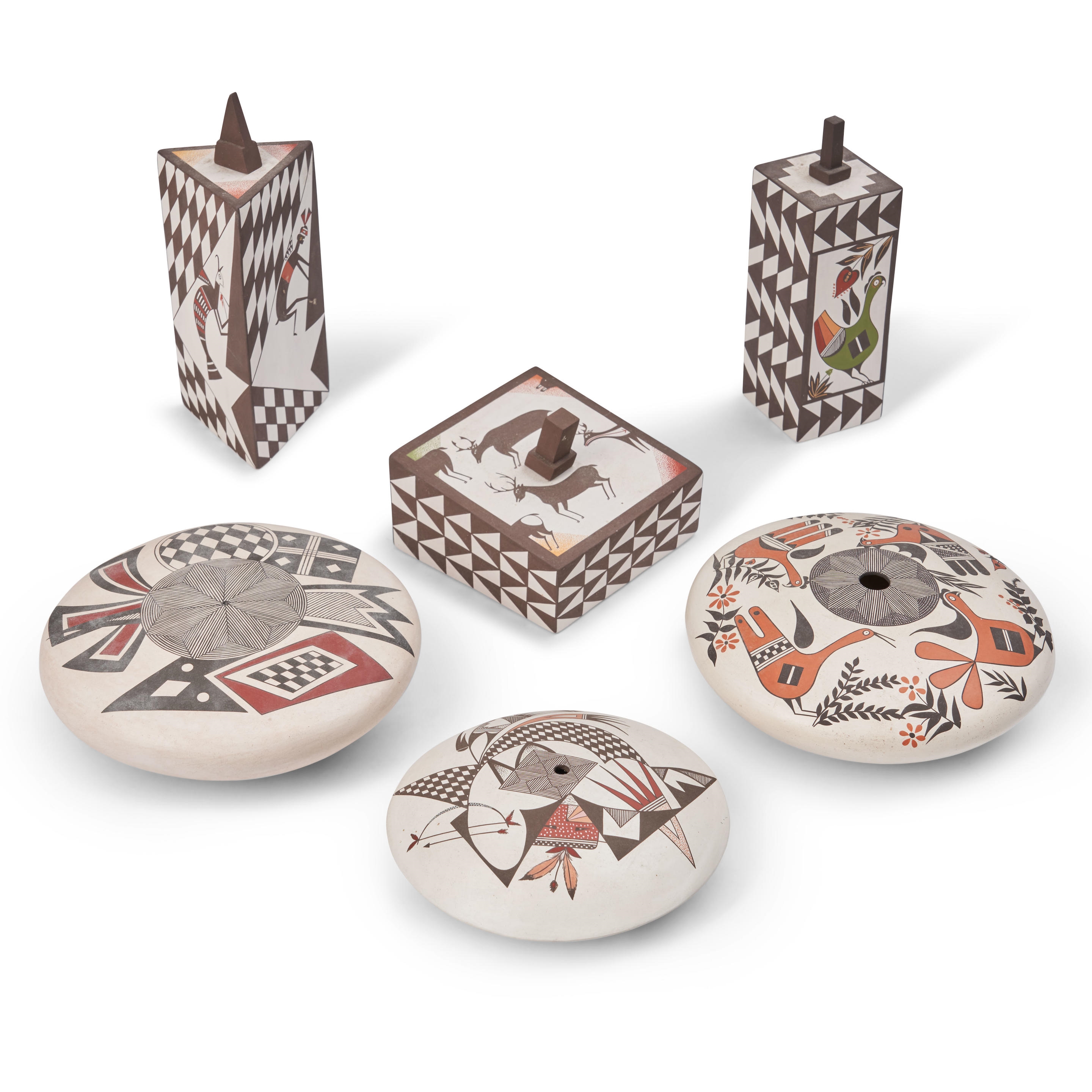 Charmae Shields Natseway | Six Charmae Shields Natseway pottery vessels ...