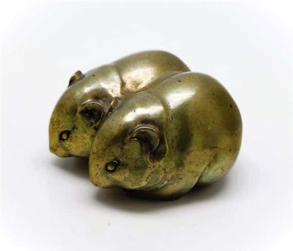 Josette Hébert-Coeffin | Couple of hamsters Bronze proof with golden ...