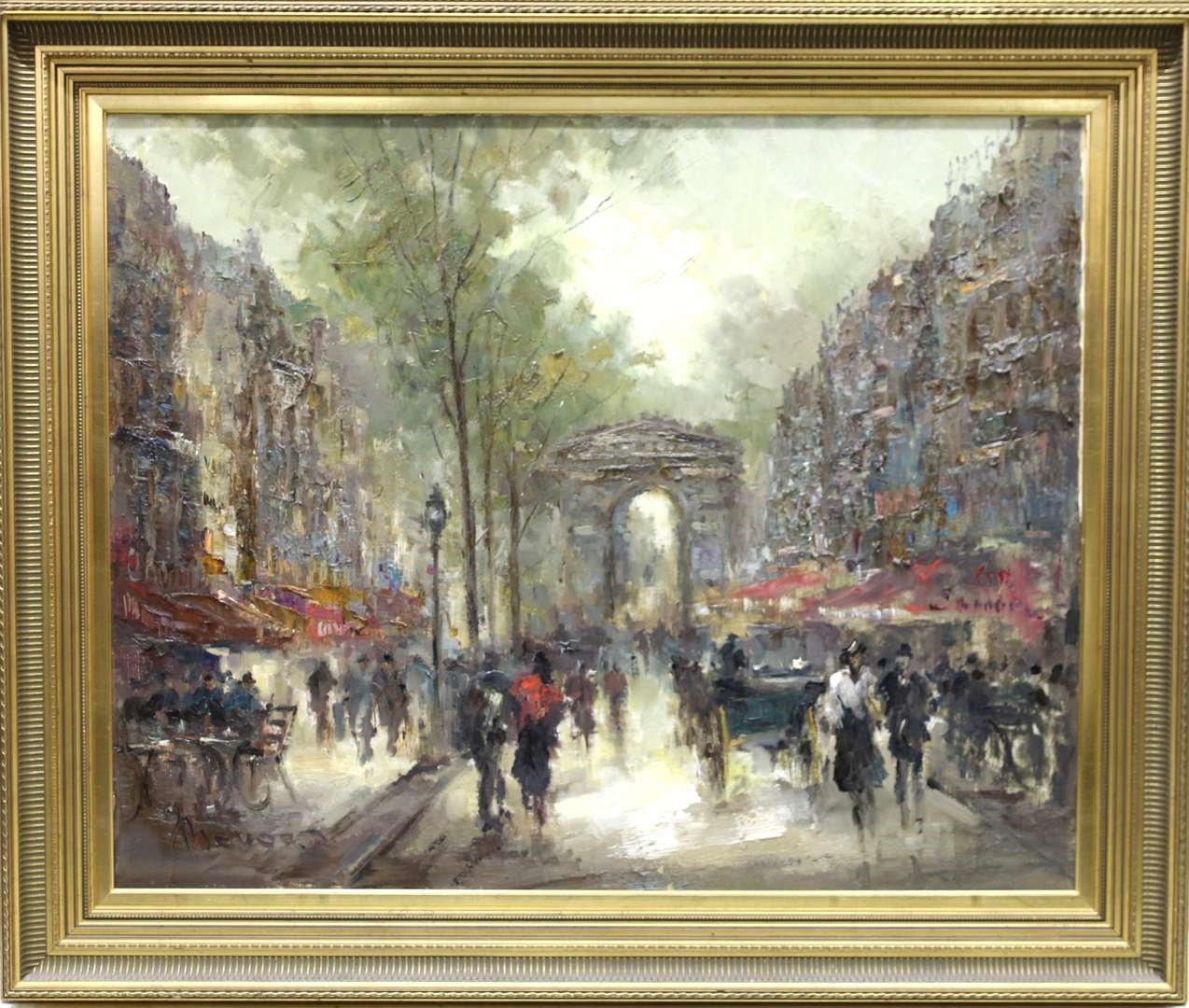Jan Bévort | Drukke Parijse straat met Arc de Triomphe | MutualArt