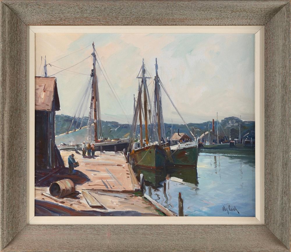 Otis Cook | North Shore harbor scene | MutualArt