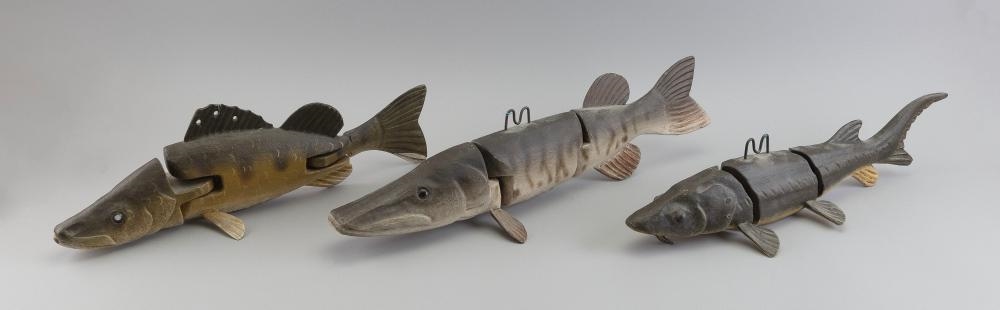 Casey Edwards | THREE CASEY EDWARDS ARTICULATED FISH CARVINGS (20th ...