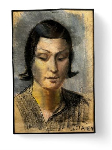 Nikolai Aleksandrovich Isaev | Portrait of a young woman Grease pencil ...