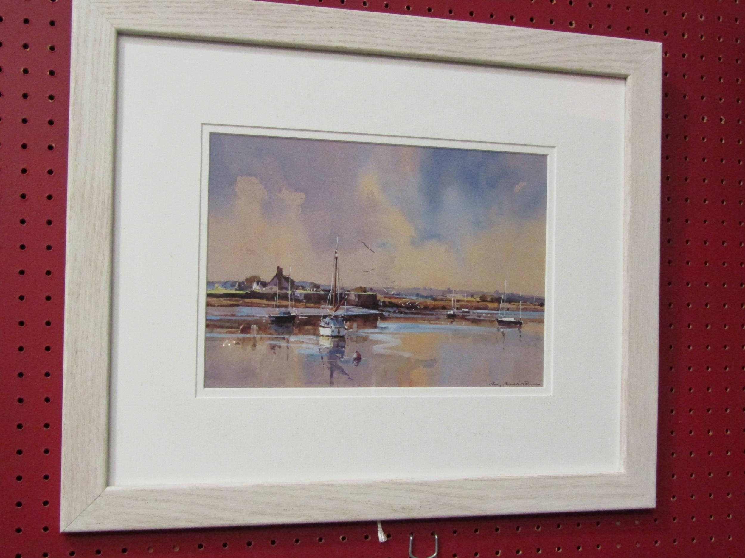 Ray Balkwill | A Ray Balkwill depicting boats on shore, framed and ...