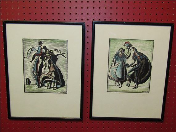 Juan Castells Martí | : Two framed and glazed prints of figures | MutualArt
