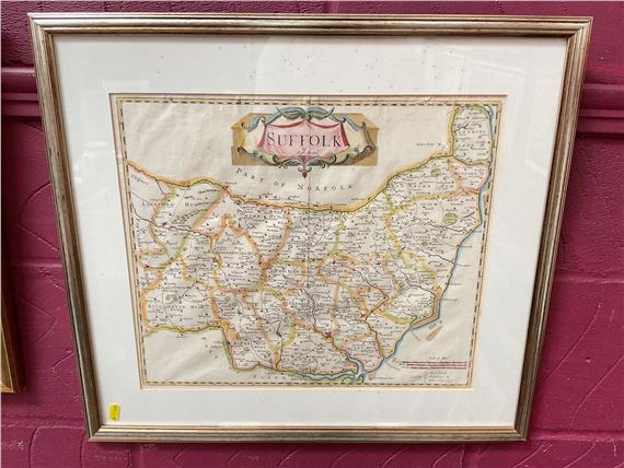 Robert Morden | 18th century tinted map of Suffolk by Robert Morden in ...