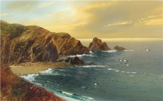 John Shapland | Coastal study with seagulls, | MutualArt