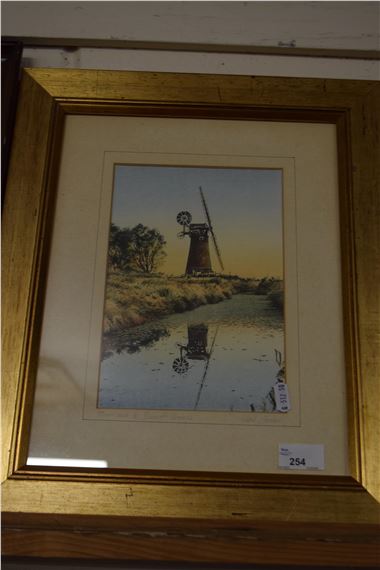 Nigel Gardener | A print of the Thurn Mill and sunset over The Broads ...