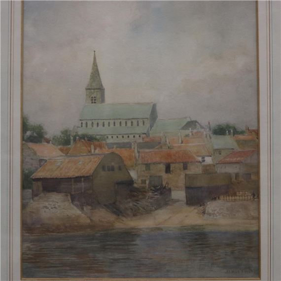 James Thomas Watts | townscape with slip (1853) | MutualArt