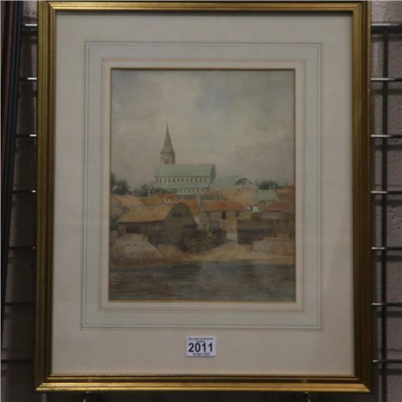 James Thomas Watts | townscape with slip (1853) | MutualArt