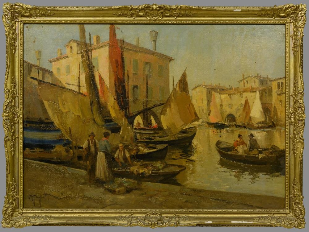 Ercole Magrotti | Italian Coastal Scene with Figures | MutualArt