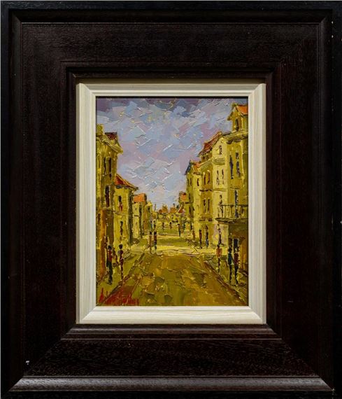 De Wet Matthee | Street Scene with Figures | MutualArt
