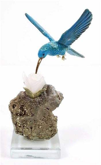Agate | Hummingbird Howlite & Pyrite Sculpture | MutualArt
