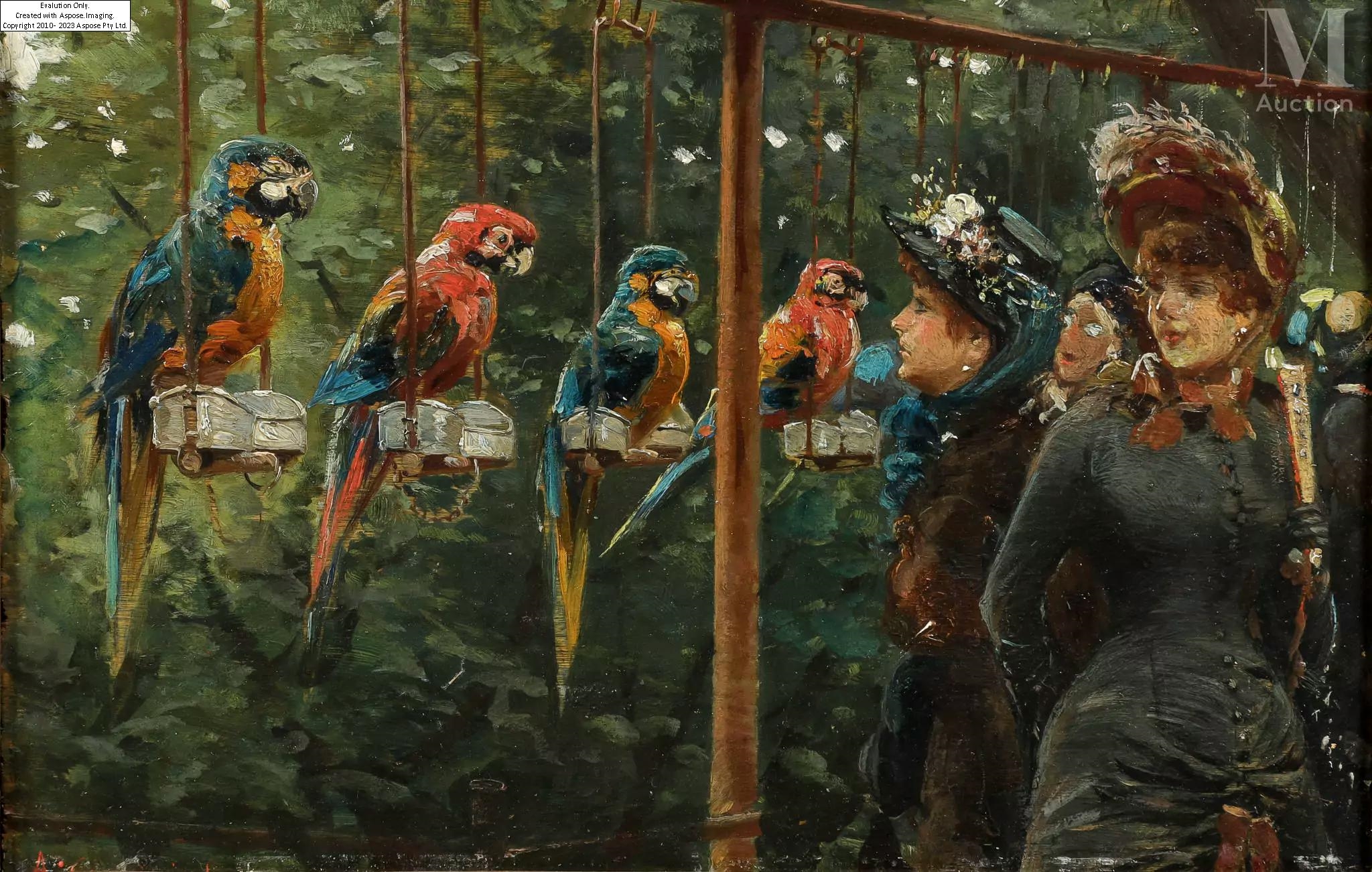 Alceste Campriani | La visite des élégantes aux perroquets | MutualArt
