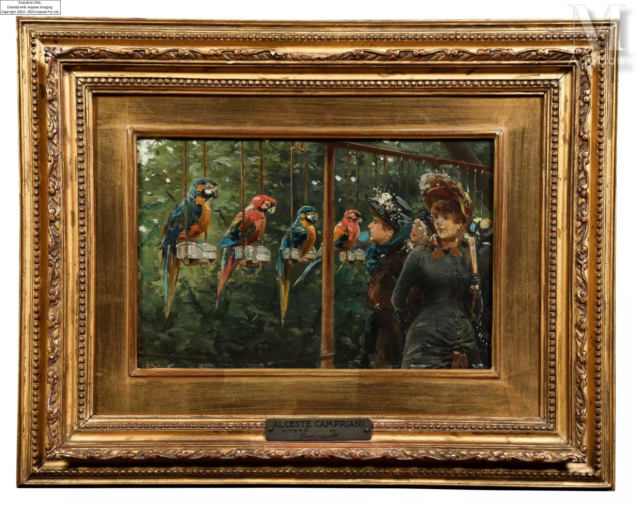 Alceste Campriani | La visite des élégantes aux perroquets | MutualArt