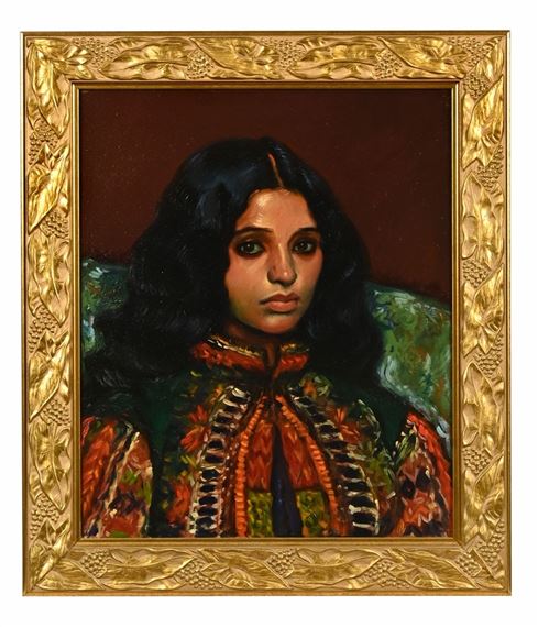 June Ascot Moss | Portrait of Zakia in colourful clothing. | MutualArt