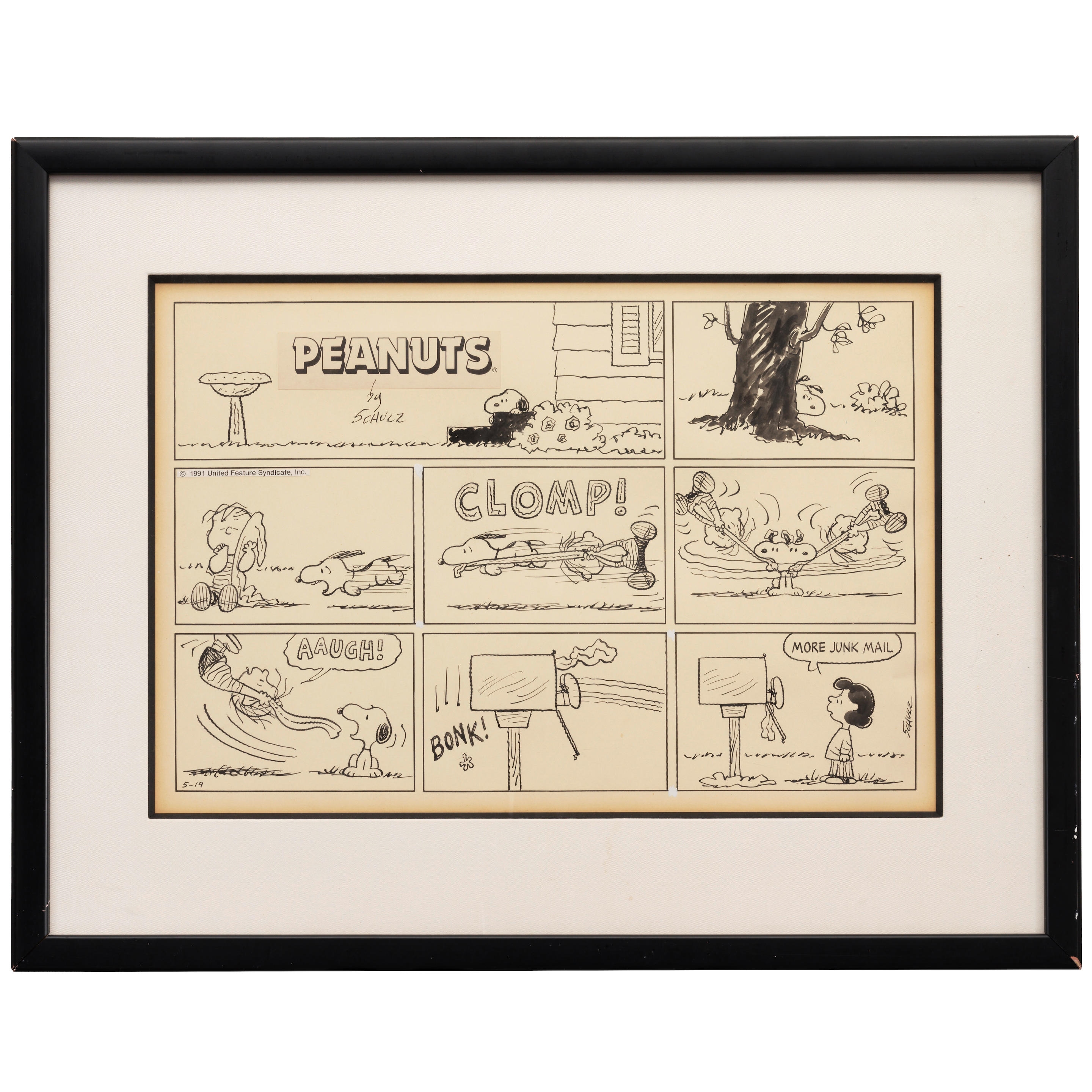 Charles Schulz | Original 8-panel Peanuts Sunday comic strip, pen and ...
