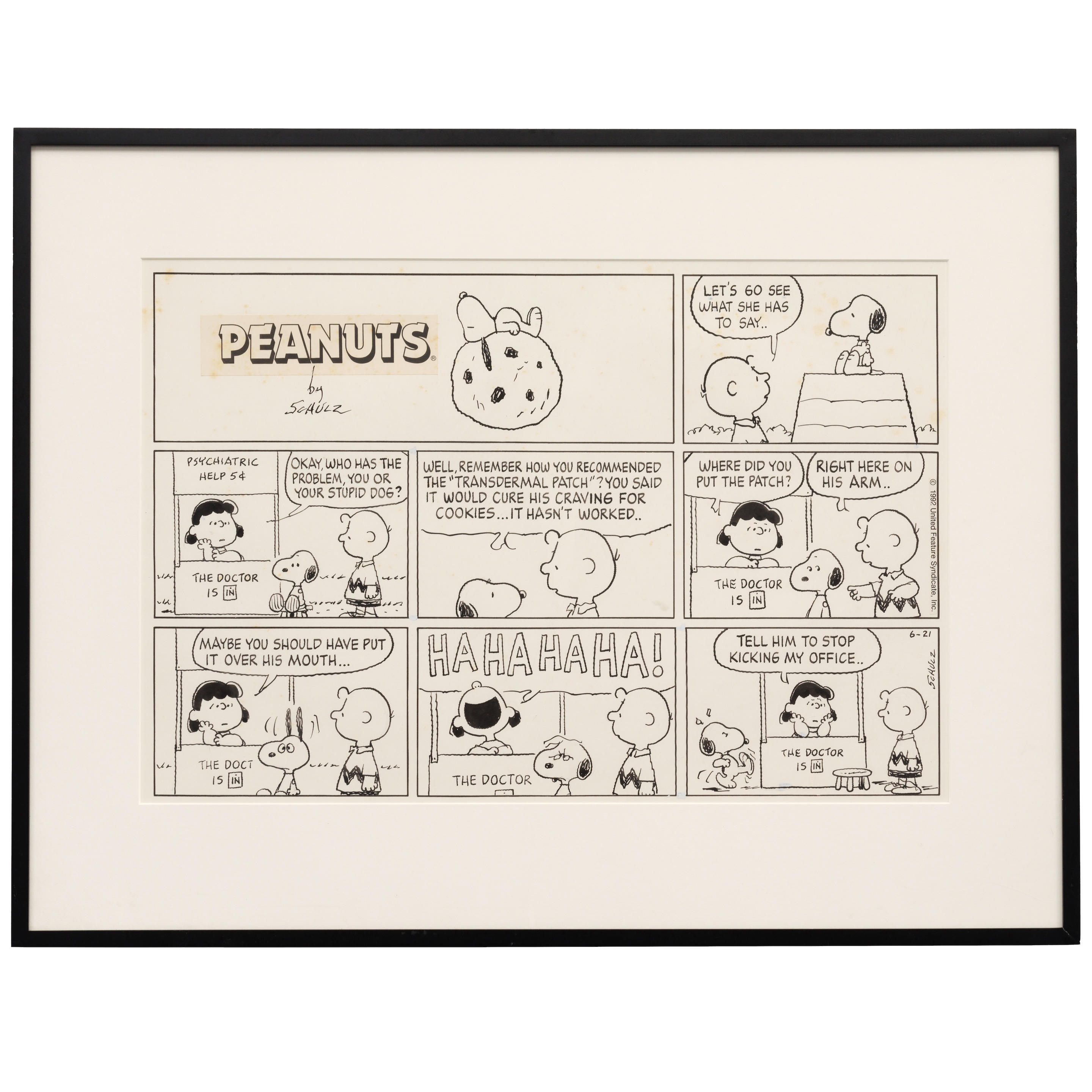 Charles Schulz | Original 8-panel Peanuts Sunday comic strip, pen and ...
