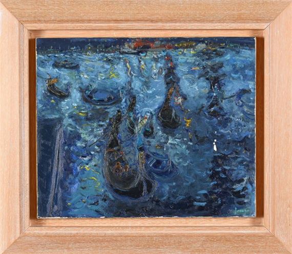Jean Fusaro | Gondolas at night (Venice) (1973) | MutualArt