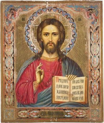 Russian School, 19th Century | IKONE MIT CHRISTUS PANTOKRATOR | MutualArt