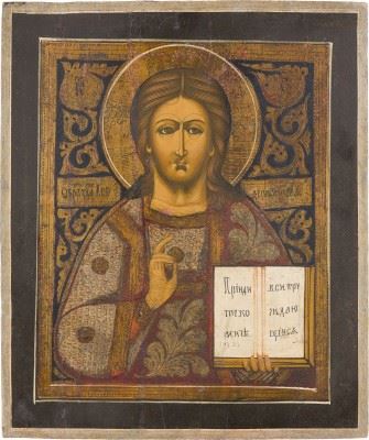 Central Russian School, 19th Century | IKONE MIT CHRISTUS PANTOKRATOR | MutualArt