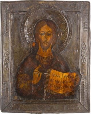 Russian School, 19th Century | IKONE MIT CHRISTUS PANTOKRATOR MIT RIZA | MutualArt