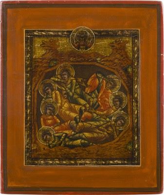 Russian School, 19th Century | KLEINE IKONE MIT DEN SIEBEN SCHLÄFERN VON EPHESOS | MutualArt