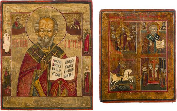 Central Russian School, 19th Century | ZWEI IKONEN: VIERFELDER-IKONE UND HEILIGER NIKOLAUS VON ...