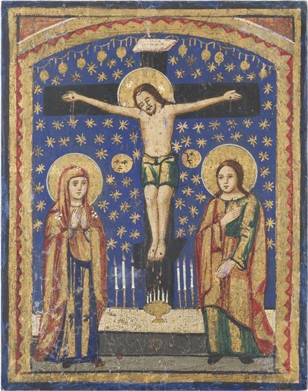 Cyrillic | KLEINE IKONE MIT DER KREUZIGUNG CHRISTI (19th Century) | MutualArt