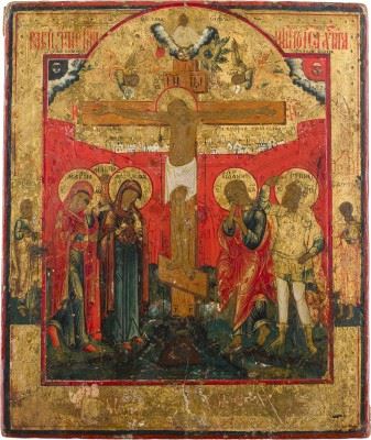 Russian School, 19th Century | KLEINE IKONE MIT DER KREUZIGUNG CHRISTI | MutualArt
