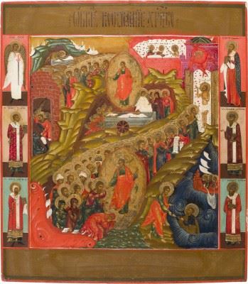 Russian School, 19th Century | IKONE MIT DER HÖLLENFAHRT UND AUFERSTEHUNG CHRISTI | MutualArt