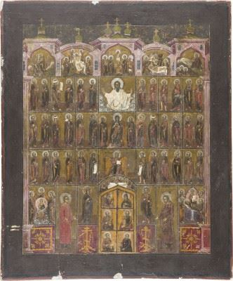 Russian School, 19th Century | GROSSE IKONE MIT DER WIEDERGABE EINER KIRCHEN-IKONOSTASE | MutualArt
