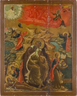 Russian School, 19th Century | MONUMENTALE IKONE MIT DEM PROPHETEN ELIAS, SEINEM LEBEN IN DER ...