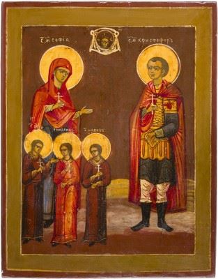 Russian School, 19th Century | IKONE MIT DER HEILIGEN SOPHIA MIT IHREN TÖCHTERN UND DEM HEILIGEN ...