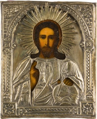 Russian School, 19th Century | KLEINE IKONE MIT CHRISTUS PANTOKRATOR ...