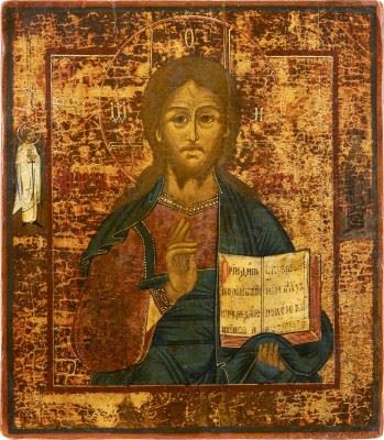 Russian School, 19th Century | IKONE MIT CHRISTUS PANTOKRATOR | MutualArt