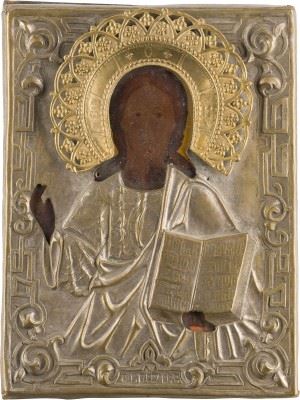 Russian School, 19th Century | IKONE MIT CHRISTUS PANTOKRATOR MIT OKLAD | MutualArt