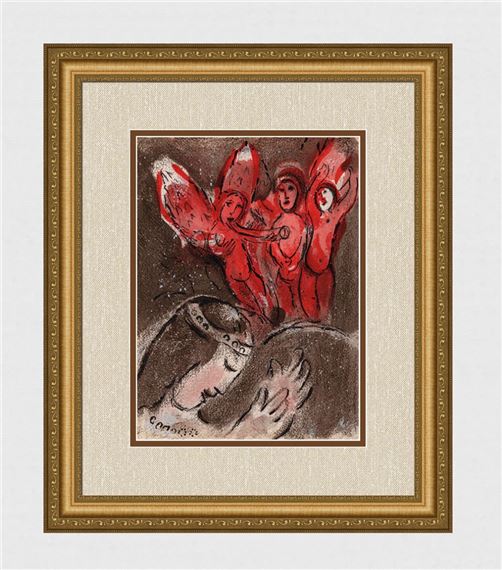 Marc Chagall | 1960 Marc Chagall Lithograph Sarah and the Angels Framed ...