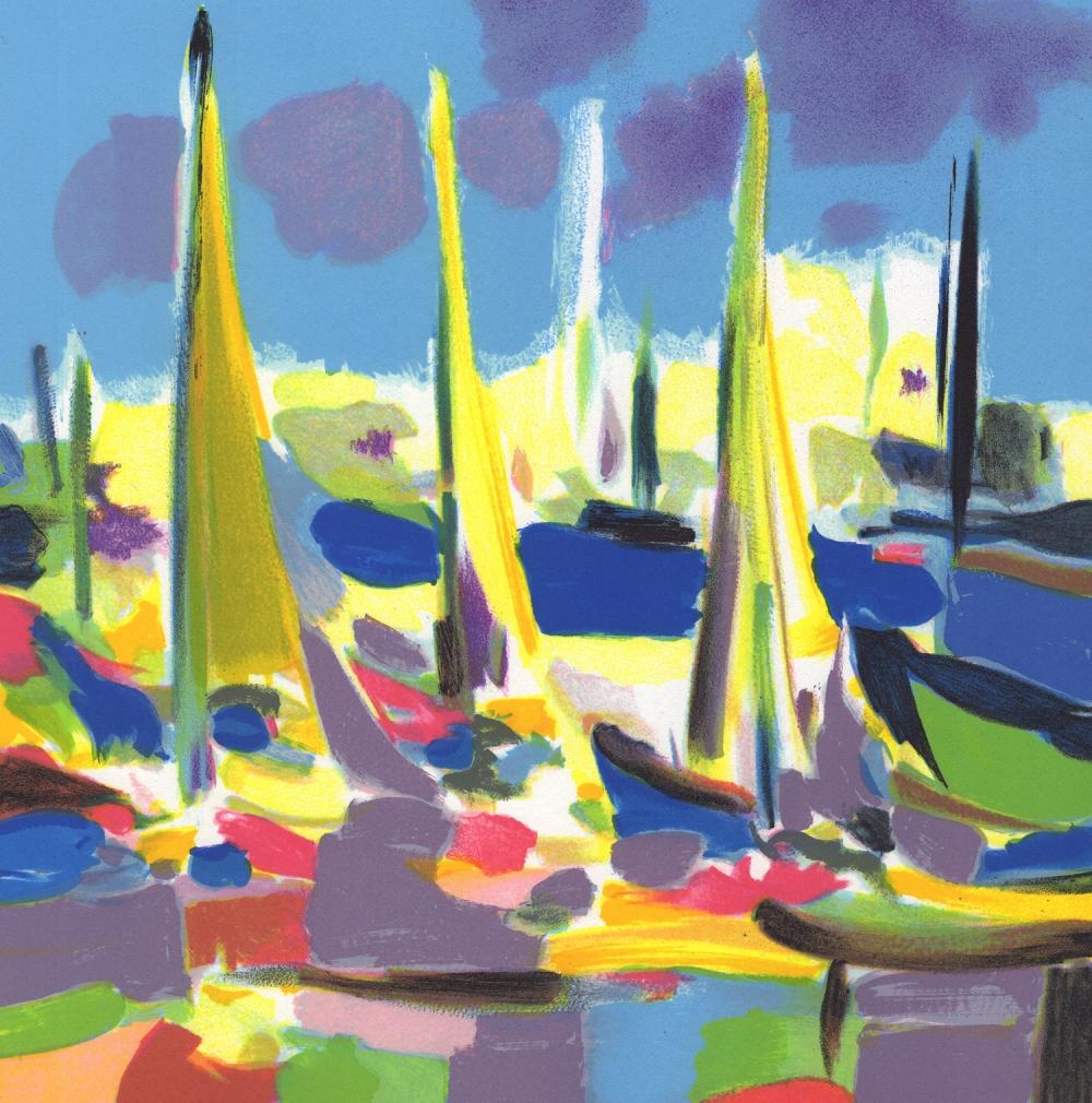 Marcel Mouly | Marcel Mouly Hand signed Lithograph Sailboats | MutualArt