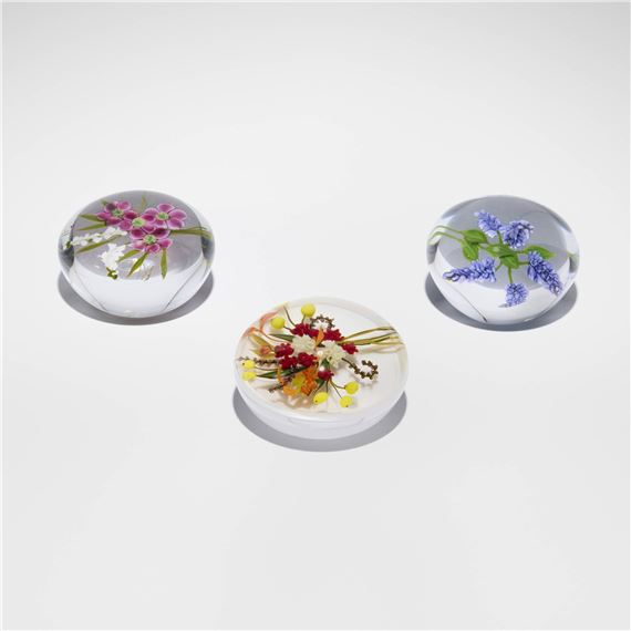 Paul Stankard | Collection of three botanical paperweights (1978 ...