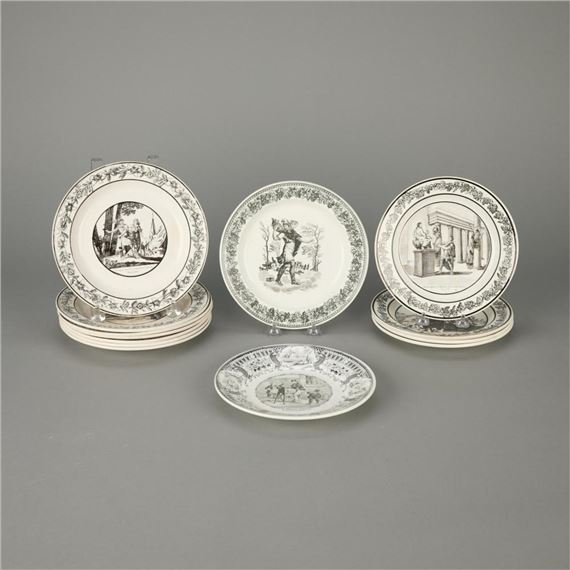 Kasper | 13 French Faience Transferware Ceramic Plates (19th Century ...