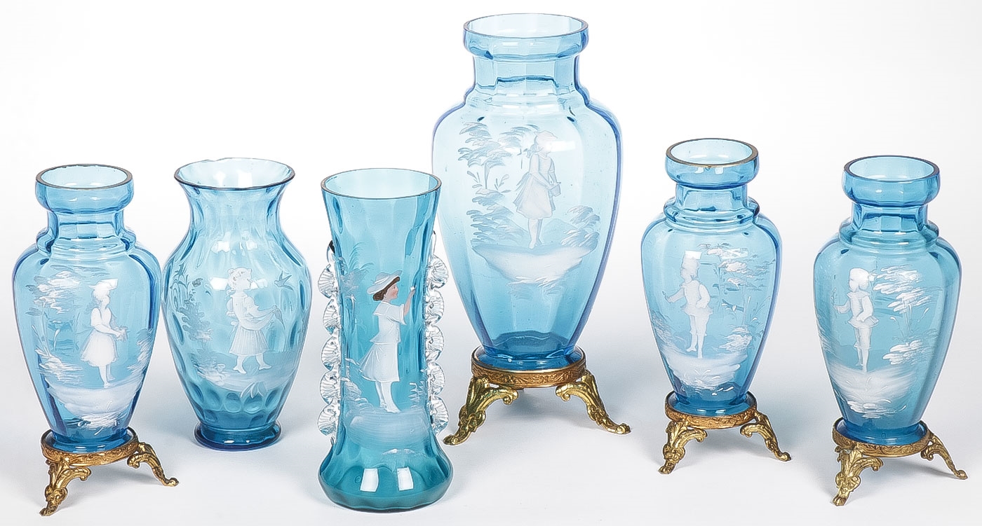 Mary Gregory | 6 MARY GREGRY VINTAGE VASES | MutualArt