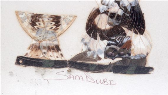 Sam Dube | Three Sam Dube butterfly artworks depicting tribal women in ...
