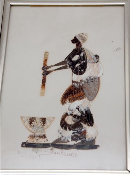 Sam Dube | Three Sam Dube butterfly artworks depicting tribal women in ...