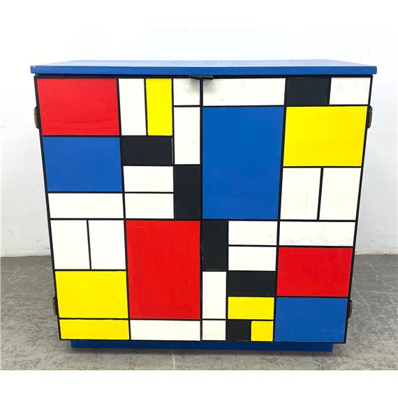 De Stijl | Painted Blue Modernist Storage Cabinet. Two Doors with hand ...