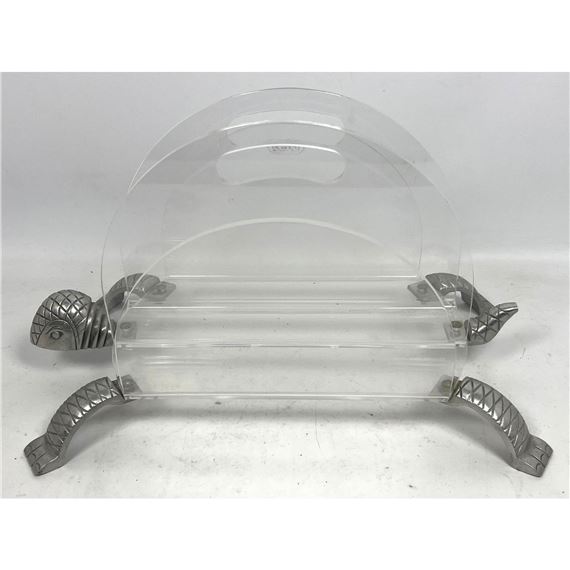 Arthur Court | Lucite Figural Turtle Magazine Rack. Aluminum feet ...