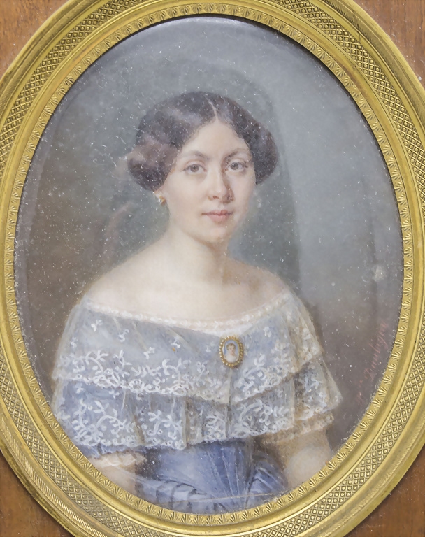 Amélie Dautel D'Aubigny | A miniature portrait of a young lady (Circa ...