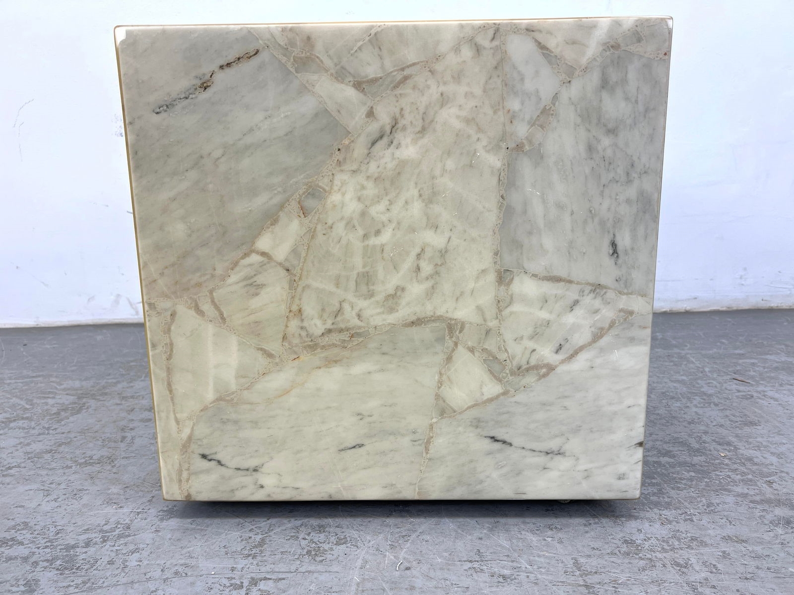 Unknown | Muller's Marble Square Cube Side Table Pedestal. On casters ...